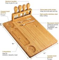 China Stainless Steel Cheese Knives Bamboo Cheese Board Set for Charcuterie and Serving for sale