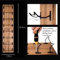 China Wall Mounted Wooden Wine Rack for Wall Display Black Brackets Custom 8 Bottle Storage for sale