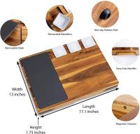 China Silk-screen Printing 19-Piece Acacia Wood Slate Cheese Board and Knife Set for Meat Wine Cheese for sale