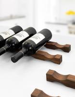 China Tabletop Wine Bottle Rack Wooden Wine Display Shelf for Space-Saving Organization for sale
