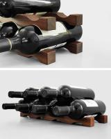 China Tabletop Wine Bottle Rack Wooden Wine Display Shelf for Space-Saving Organization for sale