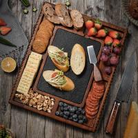 China Serve Your Cheese in Style with Our Double-Sided Slate and Stainless Steel Cutlery Set for sale