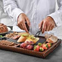 China Serve Your Cheese in Style with Our Double-Sided Slate and Stainless Steel Cutlery Set for sale