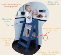 China Printing Burned Toddler Kitchen Stool Helper with 3 Adjustable Heights Folded Yes for sale