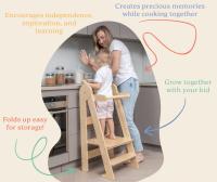 China Printing Burned Toddler Kitchen Stool Helper with 3 Adjustable Heights Folded Yes for sale