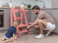 China Printing Burned Toddler Kitchen Stool Helper with 3 Adjustable Heights Folded Yes for sale