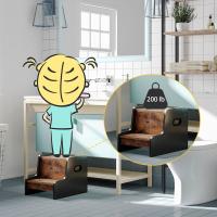 China Customized Logo Rustic Brown Two Step Toddler's Stool with Handles Home Furniture for sale