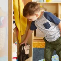 China Kids' Pretend Play Rotating Dress Up Storage with 2 Mirrors and Hooks in Modern Design for sale