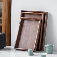 China Customized Logo Acceptable Handcrafted End Walnut Wood Serving Tray with Handles for sale