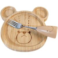 China Simple Style Customized Logo Bamboo Baby Plates Set with Forks and Spoons for sale
