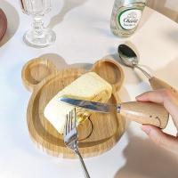 China Simple Style Customized Logo Bamboo Baby Plates Set with Forks and Spoons for sale