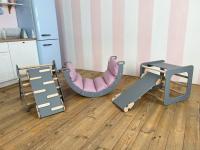 China Montessori Play Gym for Kids Handmade Furniture Solid Wood Toys Arch type Grid Net climbing frame indoor kids furniture for sale
