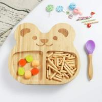China Bamboo Baby Plate Dessert Dish Children's Tableware Platter with Cartoon Cutlery Set for sale