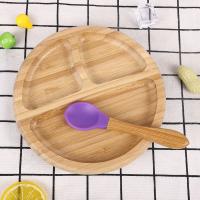China Bamboo Baby Plate Dessert Dish Children's Tableware Platter with Cartoon Cutlery Set for sale