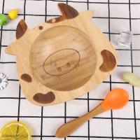 China Bamboo Baby Plate Dessert Dish Children's Tableware Platter with Cartoon Cutlery Set for sale