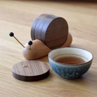 China Black Walnut Coasters Creative Snail Design Wooden Insulation Cup Saucer Modern Style for sale