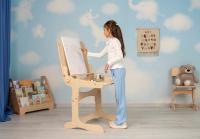 China Montessori Kids Study Furniture Set Custom Size Wooden Desk and Chair with Chalk Tabletop for sale