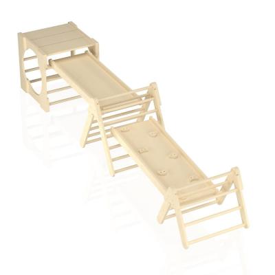 China 5 in 1 Triangle Climbing Toys Wooden Toddler Climbing Gym with Ramp and Slide for sale