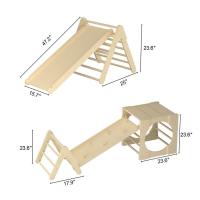 China 5 in 1 Triangle Climbing Toys Wooden Toddler Climbing Gym with Ramp and Slide for sale