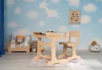 China Montessori Kids Study Furniture Set Custom Size Wooden Desk and Chair with Chalk Tabletop for sale