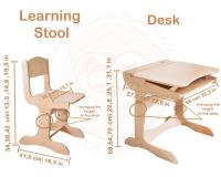 China Montessori Kids Study Furniture Set Custom Size Wooden Desk and Chair with Chalk Tabletop for sale