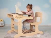 China Montessori Kids Study Furniture Set Custom Size Wooden Desk and Chair with Chalk Tabletop for sale