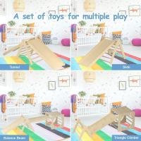 China 5 in 1 Triangle Climbing Toys Wooden Toddler Climbing Gym with Ramp and Slide for sale