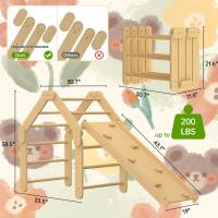 China Commercial 2 in 1 Triangle Climber with Ramp Wood Foldable Indoor Montessori Climbing Toys for sale