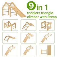China Commercial 2 in 1 Triangle Climber with Ramp Wood Foldable Indoor Montessori Climbing Toys for sale