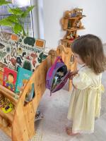 China Christmas Gifts Eco-friendly Montessori Books Shelf for 202406 Kids Wooden Table Chair for sale