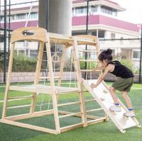China Children Gymnastics Wooden Climbing Frame Climbing Rocks Net Ladder Pull Up Bar Play Tent Indoor for sale