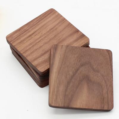 China Custom Logo Acceptable Walnut Cherry Wood Coaster for Eco-Friendly Minimalist Design Style for sale