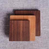 China Custom Logo Acceptable Walnut Cherry Wood Coaster for Eco-Friendly Minimalist Design Style for sale