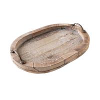 China Metal Handled Wooden Serving Tray for Tea and Leisure Time Customizable for sale