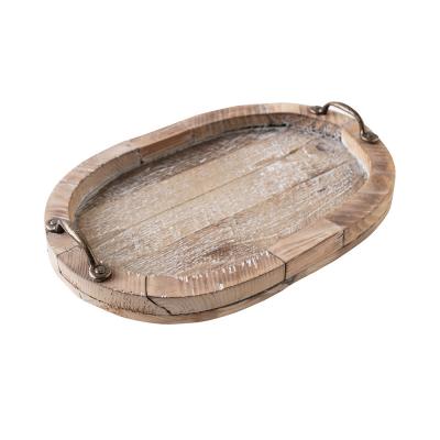 China Metal Handled Wooden Serving Tray for Tea and Leisure Time Customizable for sale