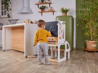 China Wooden Kids Kitchen Step Stool Convertible Toddler Tower Table 7 in 1 Seatback and Slide for sale