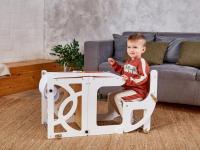 China Wooden Kids Kitchen Step Stool Convertible Toddler Tower Table 7 in 1 Seatback and Slide for sale