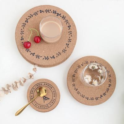 China Add a Touch of Elegance with Stain Color Cork Coaster Wooden Round and Square Cup Mat for sale