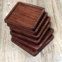 China Creative Wooden Coaster Set Black Walnut Square Solid Wood Tea Cup Mat for sale