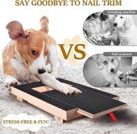 China Varnished Wooden Dog Scratch Pad with Removable Cover and Treat Box for Nail Trimming for sale