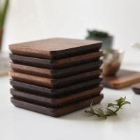 China 10x10x1.2cm Japanese Style Black Walnut Wood Coasters for Teapot and Cup Custom Made for sale