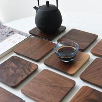 China 10x10x1.2cm Japanese Style Black Walnut Wood Coasters for Teapot and Cup Custom Made for sale