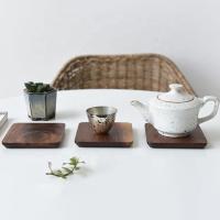 China 10x10x1.2cm Japanese Style Black Walnut Wood Coasters for Teapot and Cup Custom Made for sale