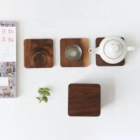 China 10x10x1.2cm Japanese Style Black Walnut Wood Coasters for Teapot and Cup Custom Made for sale