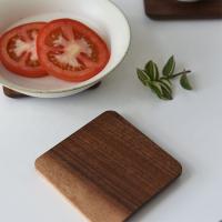 China 10x10x1.2cm Japanese Style Black Walnut Wood Coasters for Teapot and Cup Custom Made for sale