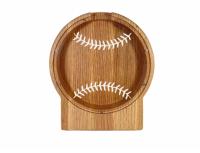 China Customized Logo Wooden Piggy Bank Kids Saving Money Sports Baseball Theme Plain Color for sale