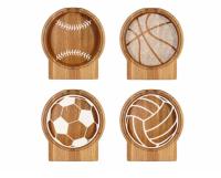 China Customized Logo Wooden Piggy Bank Kids Saving Money Sports Baseball Theme Plain Color for sale