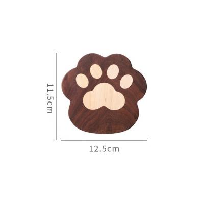 China Fashion Cat Claw Shape Walnut Cup Mat Coasters 11.5x12.5x1.2cm for Customized Logo for sale