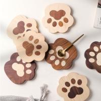 China Fashion Cat Claw Shape Walnut Cup Mat Coasters 11.5x12.5x1.2cm for Customized Logo for sale