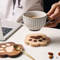 China Fashion Cat Claw Shape Walnut Cup Mat Coasters 11.5x12.5x1.2cm for Customized Logo for sale